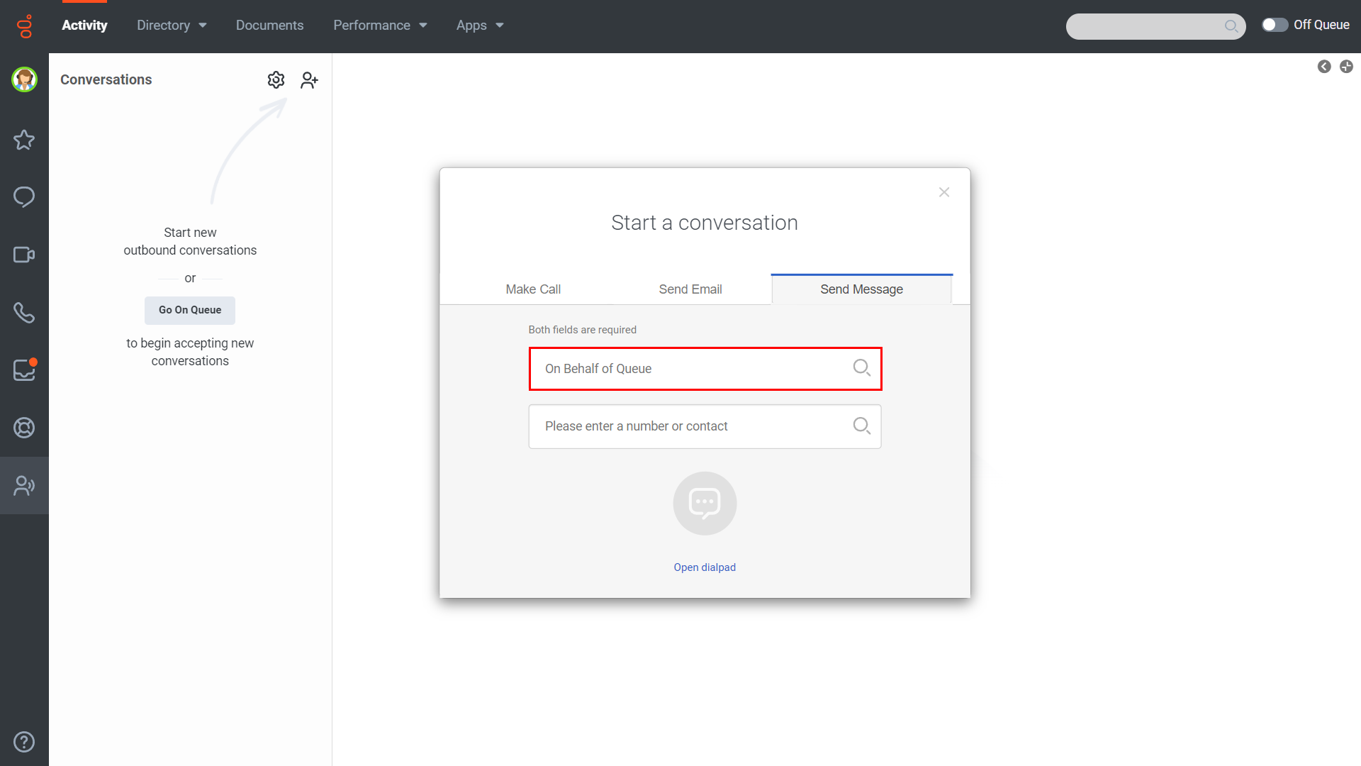 Create an SMS Message on Behalf of a Queue | Genesys Training